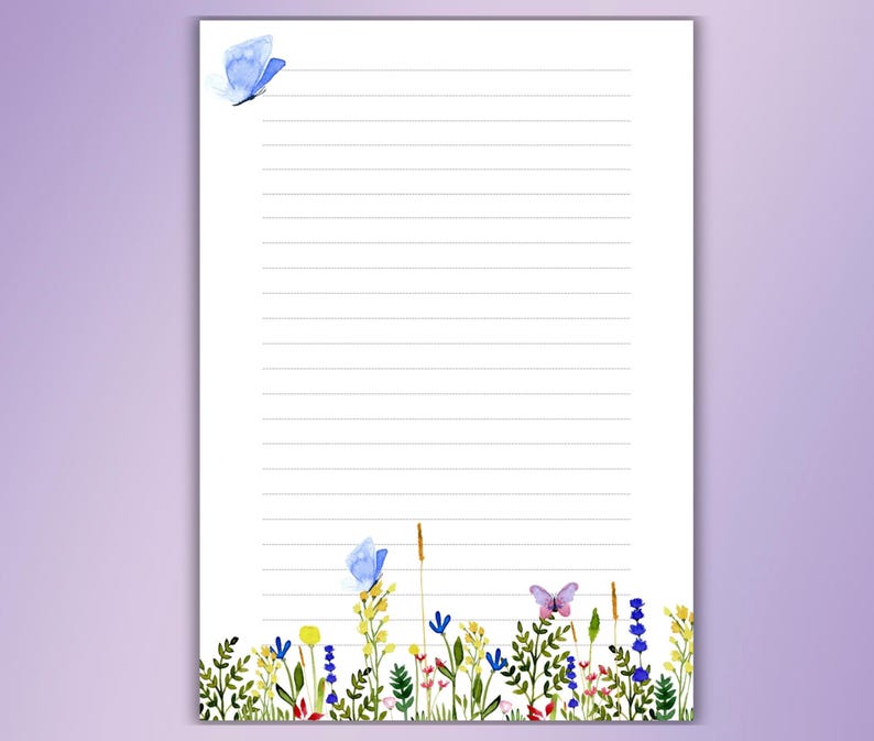 Wildflower Writing Set ,flower Printable Stationery,floral Writing ...