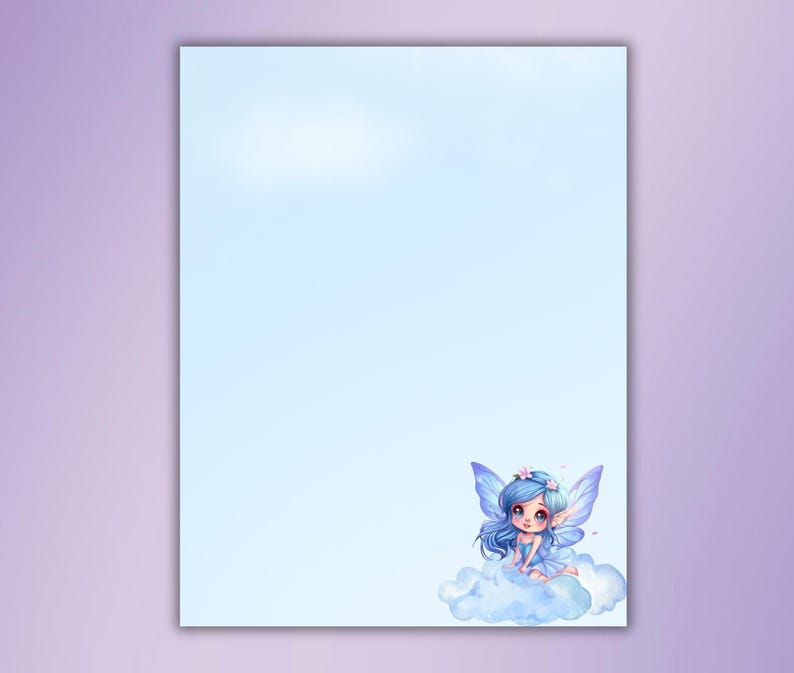 Fairy on the Cloud Writing Paper Set Lined Unlined A4/A5/US Letter ...