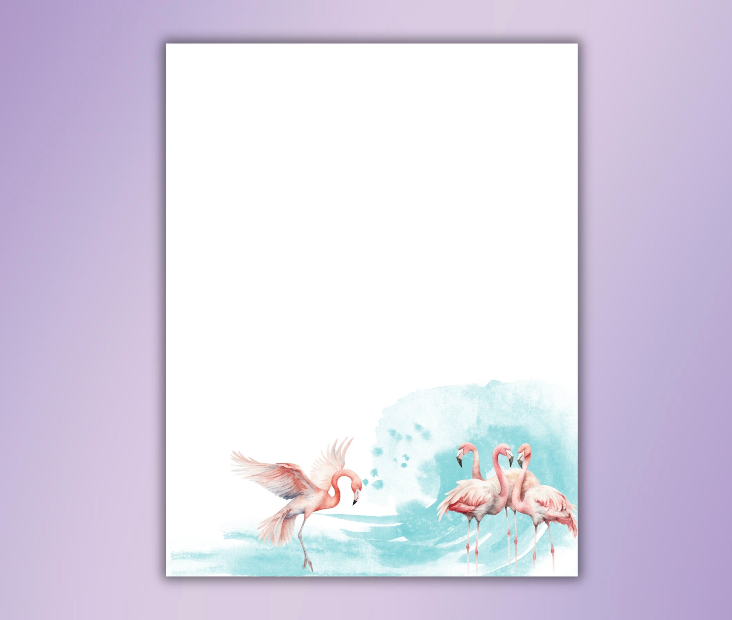 Flamingo Printable Stationery-birds Stationary-tropical Notepad ...