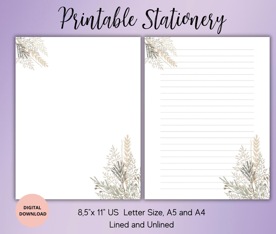 Wildflower Writing Set,flower Printable Stationery,floral Writing Paper ...