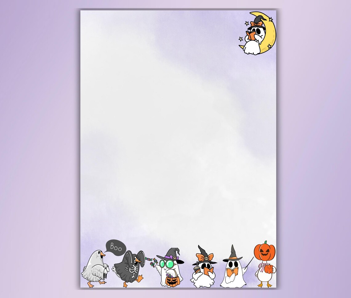 Halloween Printable Stationary Set-halloween Writing Paper Lined ...