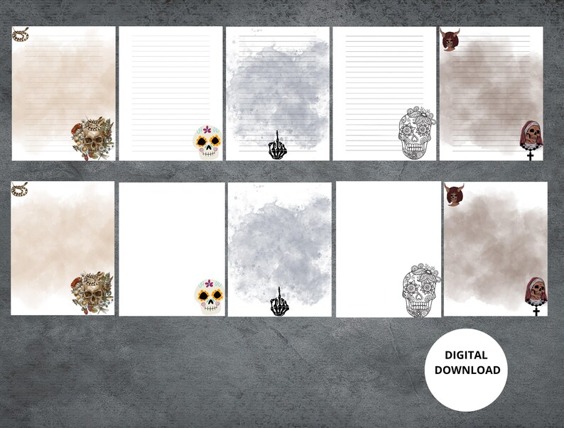 Skull Printable Stationery-printable Writing Paper - Etsy