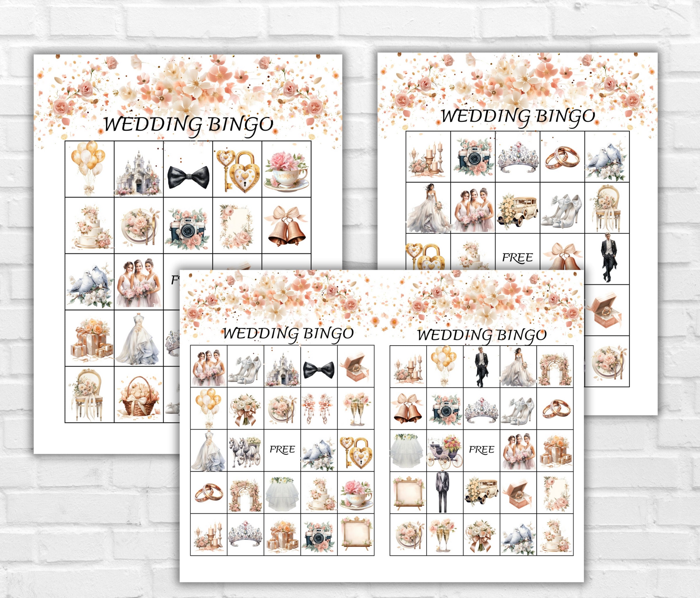 Wedding 50 Unique Bingo Cards-wedding Shower Game-bachelorette Game ...