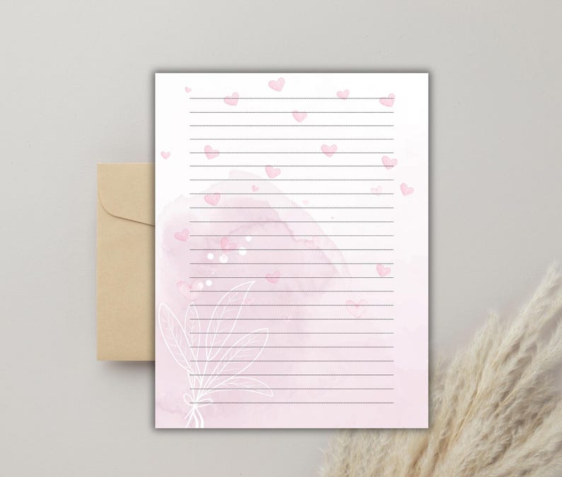 Heart Printable Stationery,digital Download,valentine's Day Printable ...