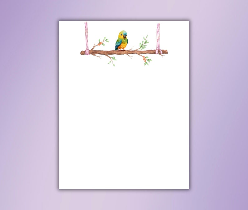 Parrot Printable Stationery-birds Stationary-watercolor Birds Writing ...