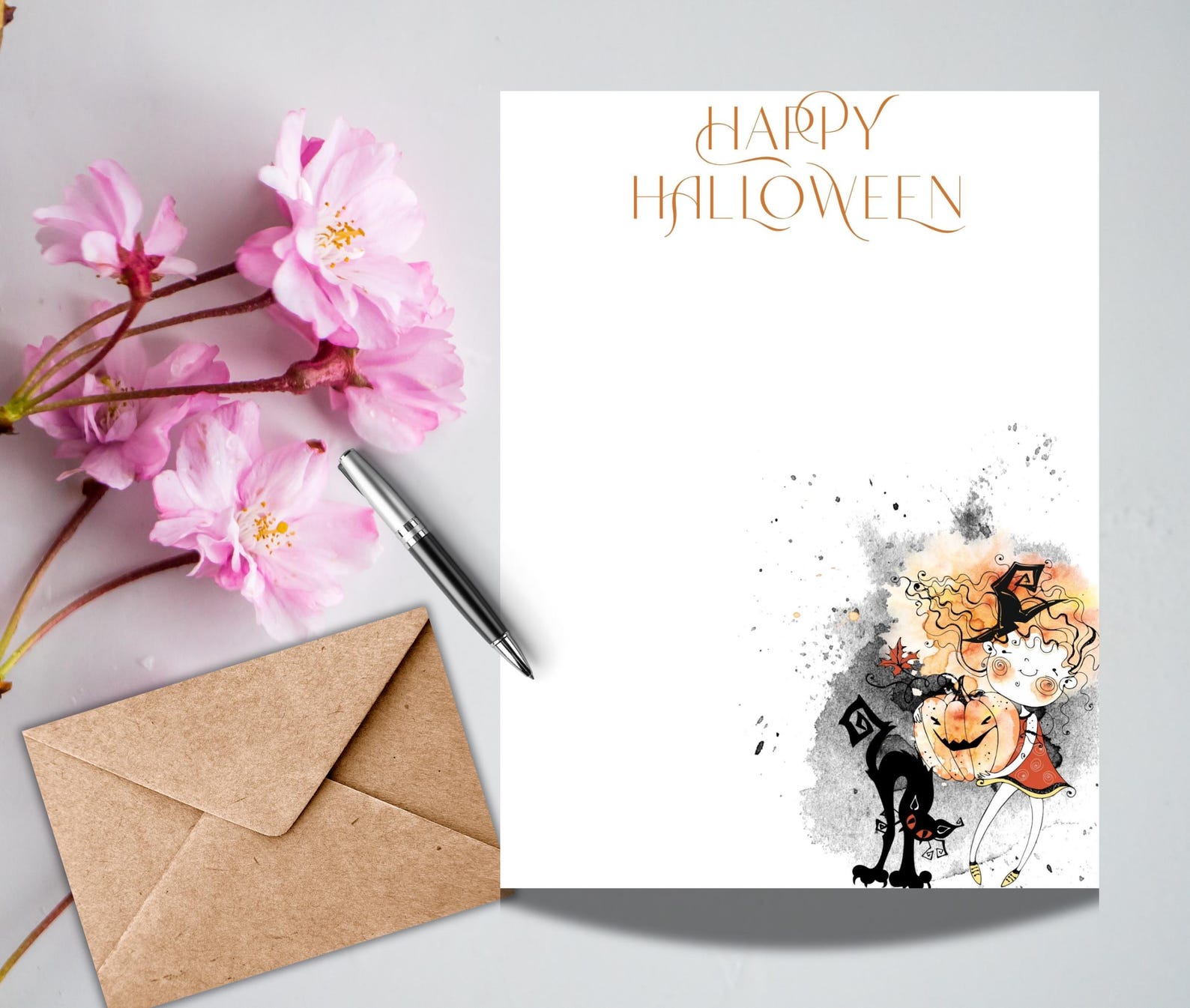 Happy Halloween Printable Stationery, Digital Letter,autumn Printable ...