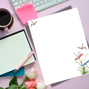 Dragonfly Printable Stationery Cute Notepaper-floral Printable ...