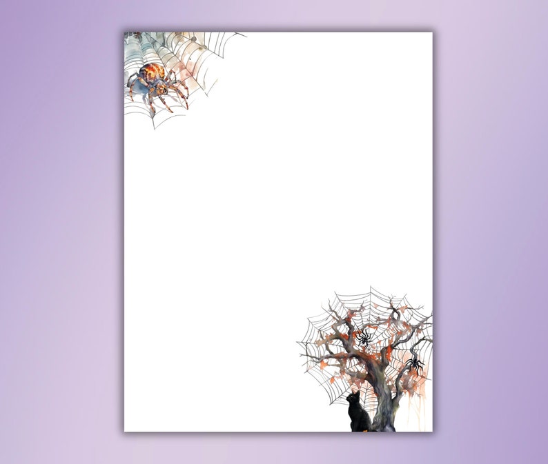 Tree in the Spider Web Printable Stationery-spider Writing Paper Set ...