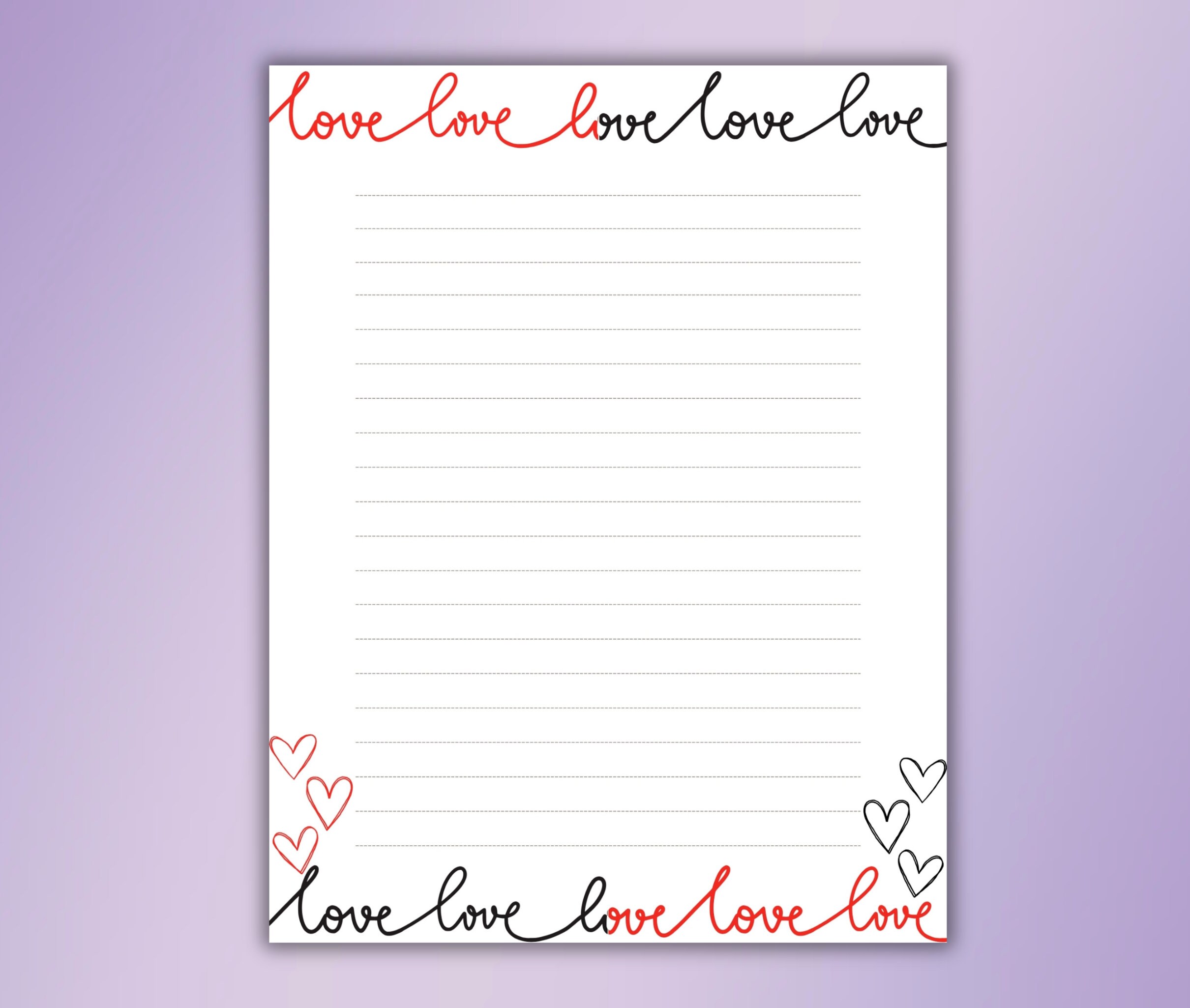 Love Note-love Printable Stationary-valentine's Day Writing Paper ...
