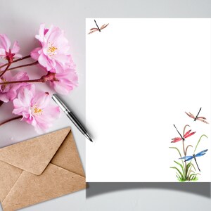 Dragonfly Printable Stationery Cute Notepaper-floral Printable ...