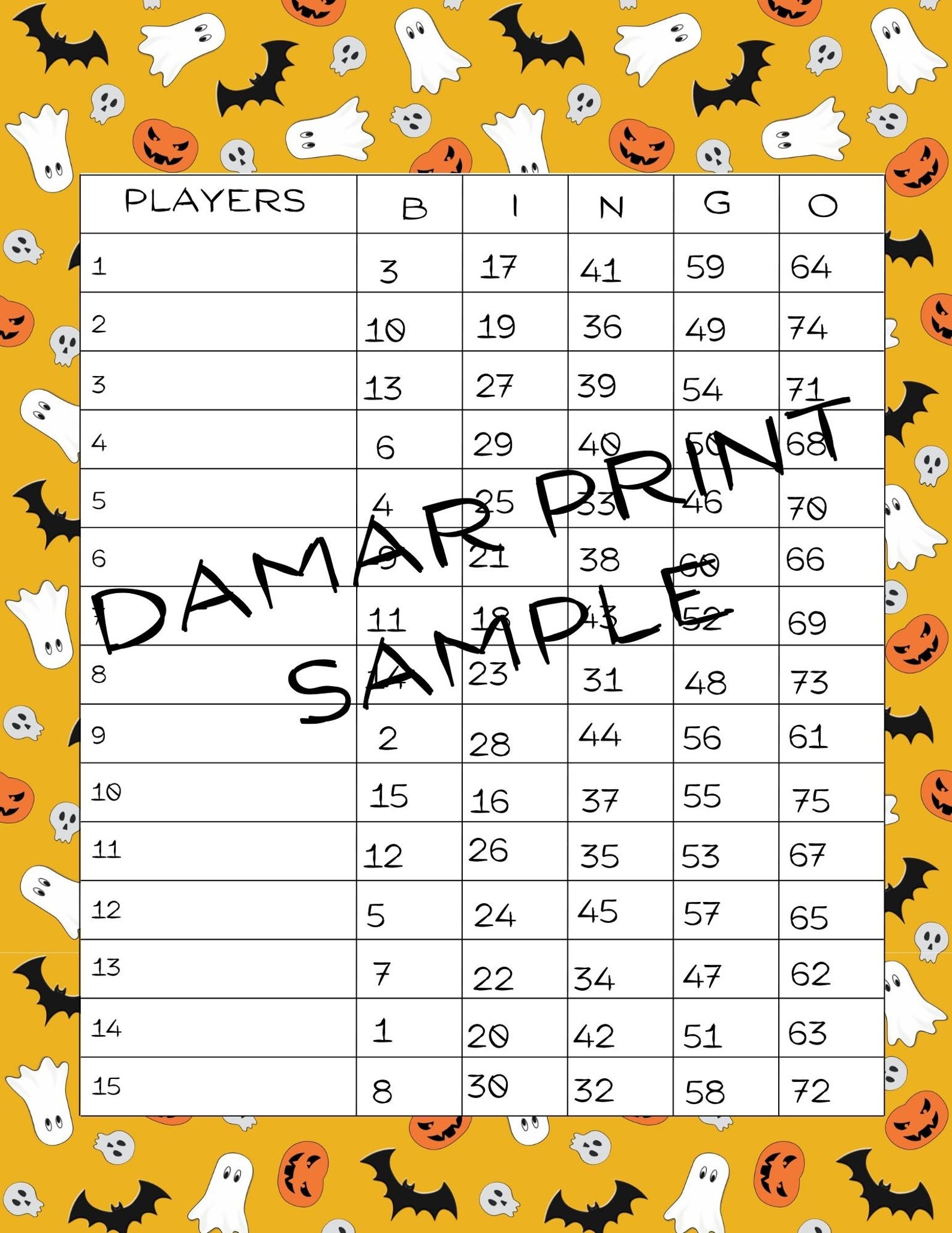 Halloween Printable Bingo Boards Bundle-bingo Boards 1-15 Lines ...