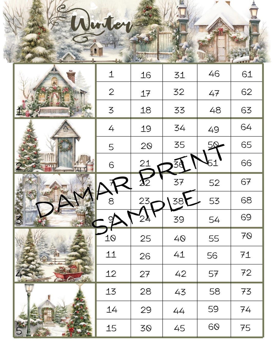 Winter Printable Bingo Boards-instant Download -christmas Bingo Boards ...