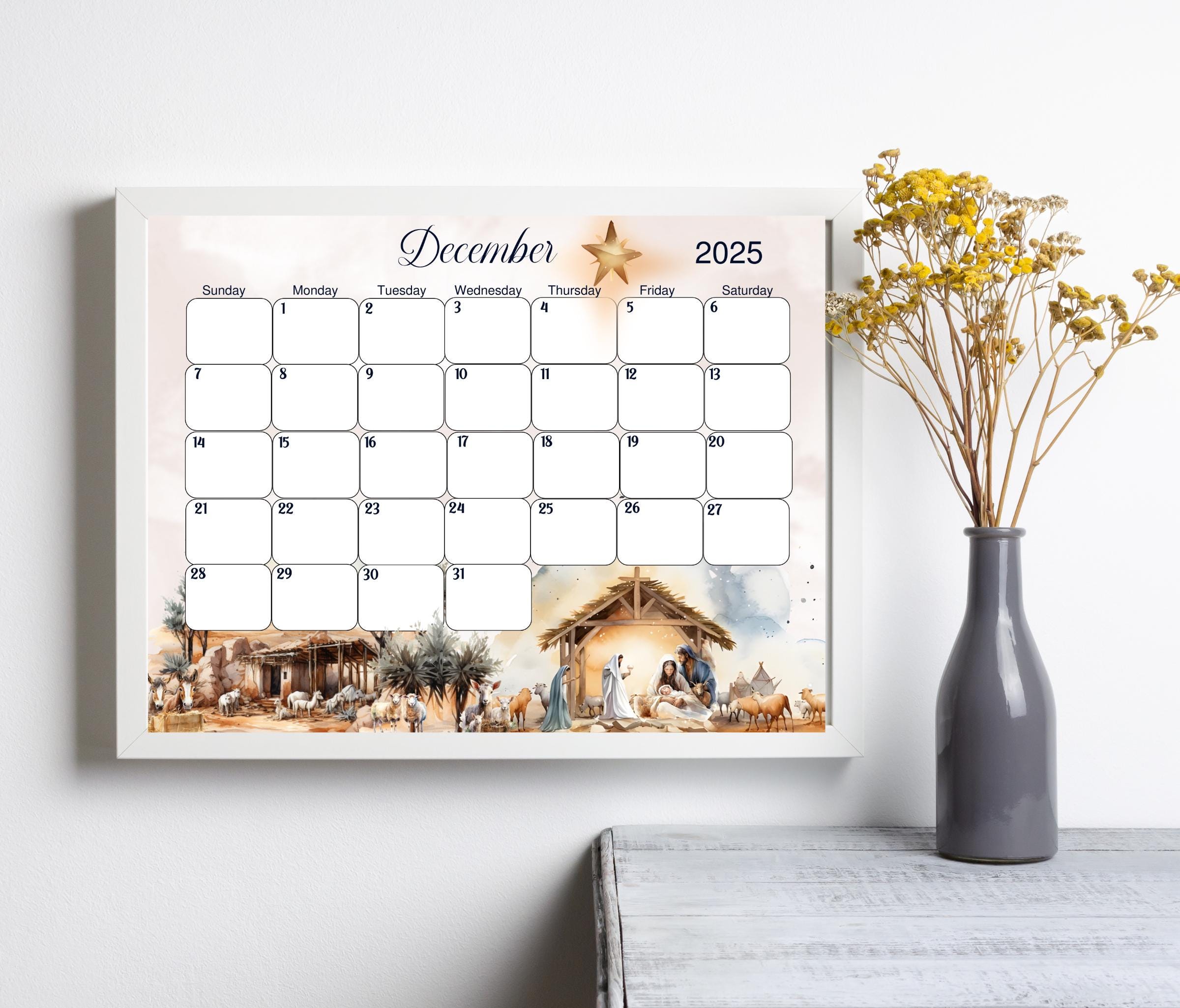 Nativity Religious Fillable Monthly Planner-christian Christmas ...