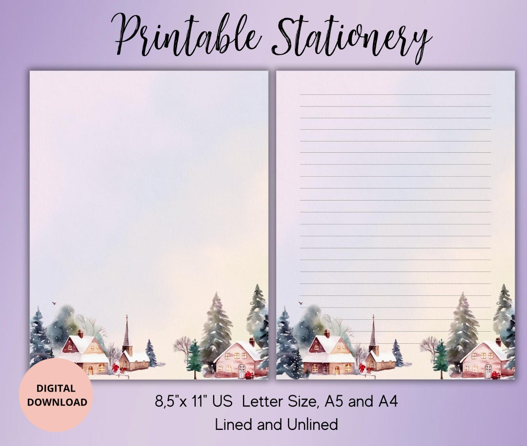 Watercolor Winter Printable Stationery Set Writing Paper Set A5/A4/US ...