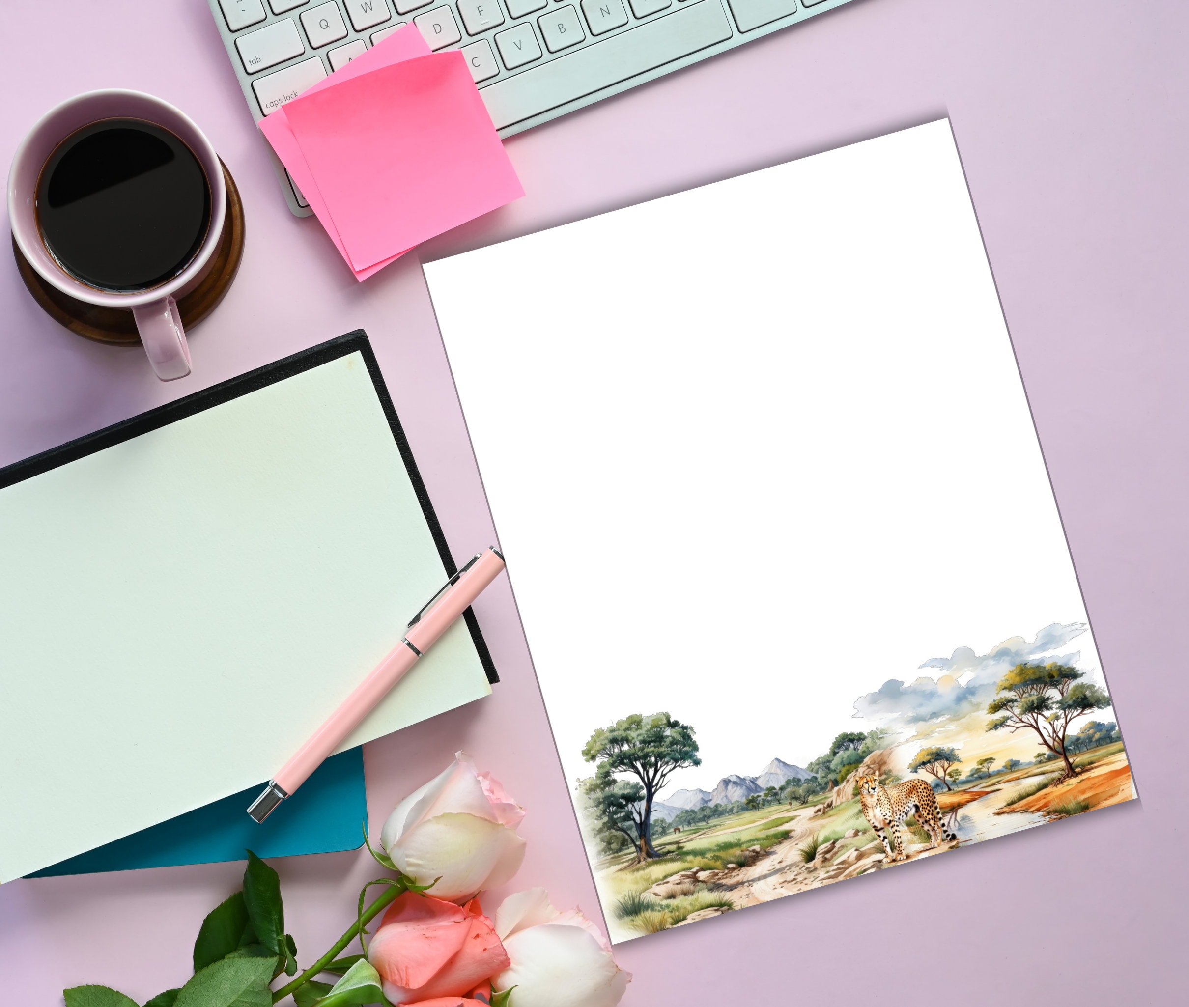 Watercolor Safari Animal Printable Stationery/festive/jungle Animal ...