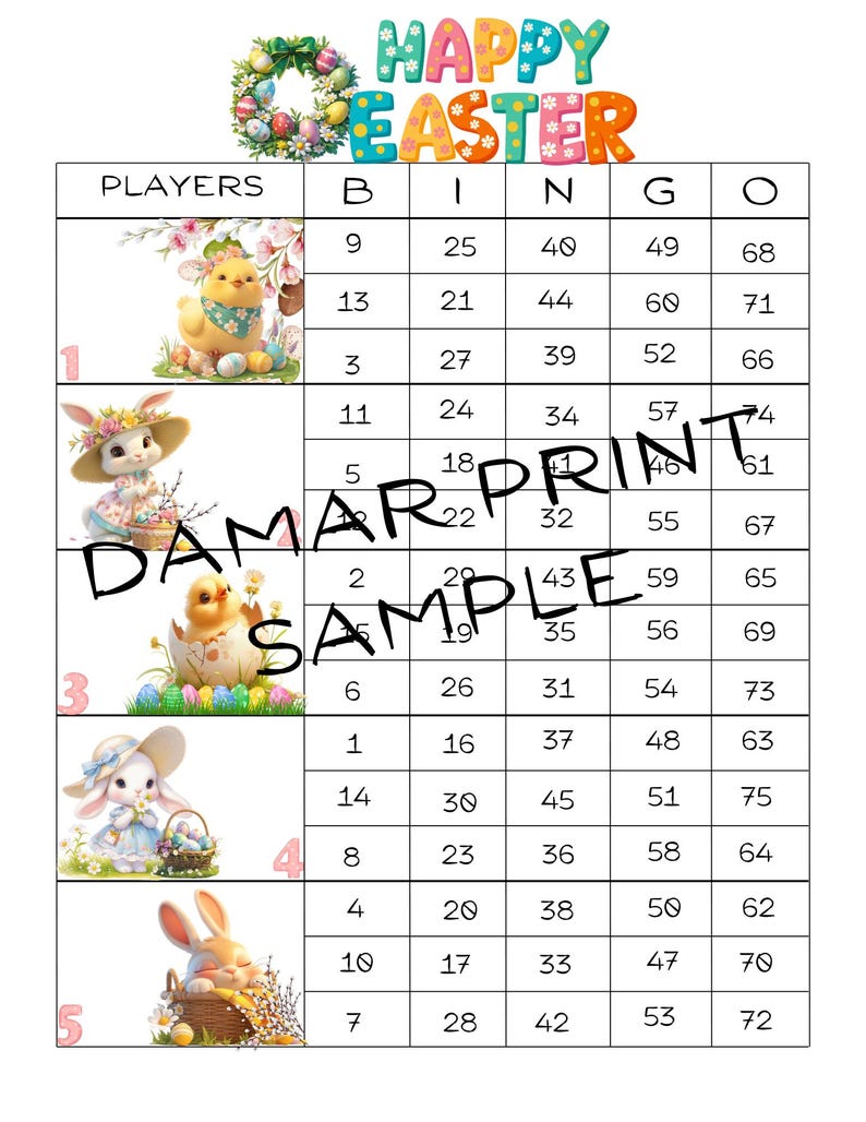 Easter Printable Bingo Boards-instant Download -spring Bingo Boards ...