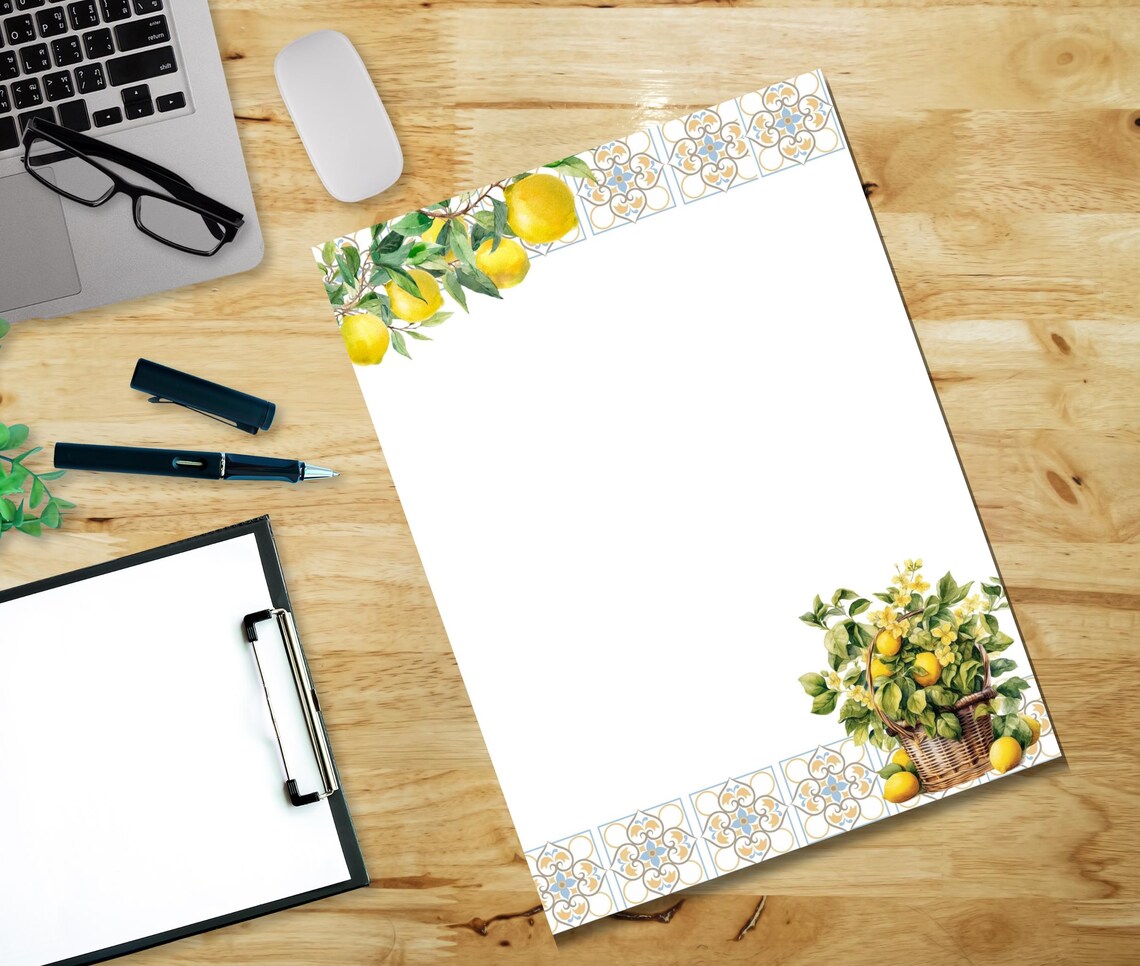 Lemon Printable Stationery-fruit Printable Writing Paper Set Lined ...