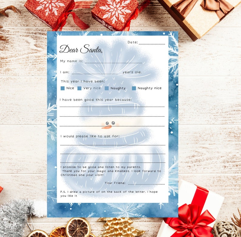 Letter to Santa Claus-printable Kids Letter to Santa -christmas ...