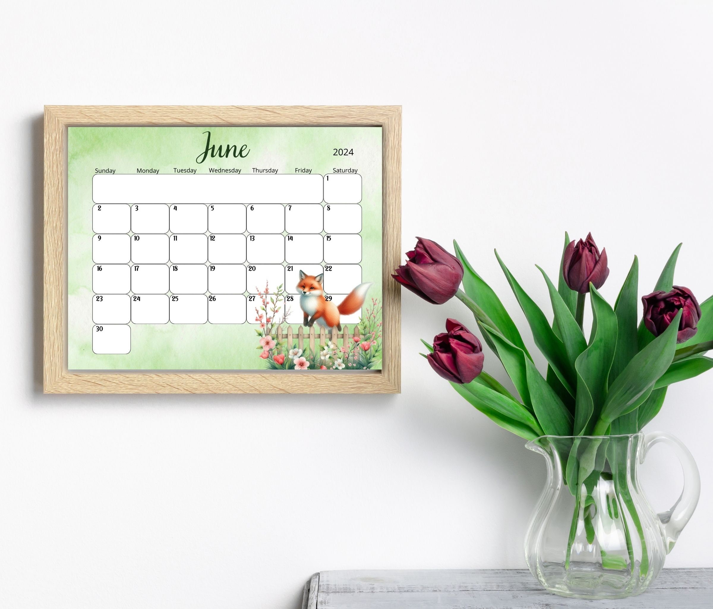 June 2024 Editable Calendar-printable Summer Monthly Planner-fox Kids ...