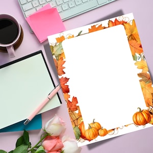 Fall Pumpkins Printable Stationery,autumn Printable Stationery ...