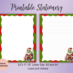 Christmas Stationary Download,cute Christmas Letter,pen Pal Supplies ...