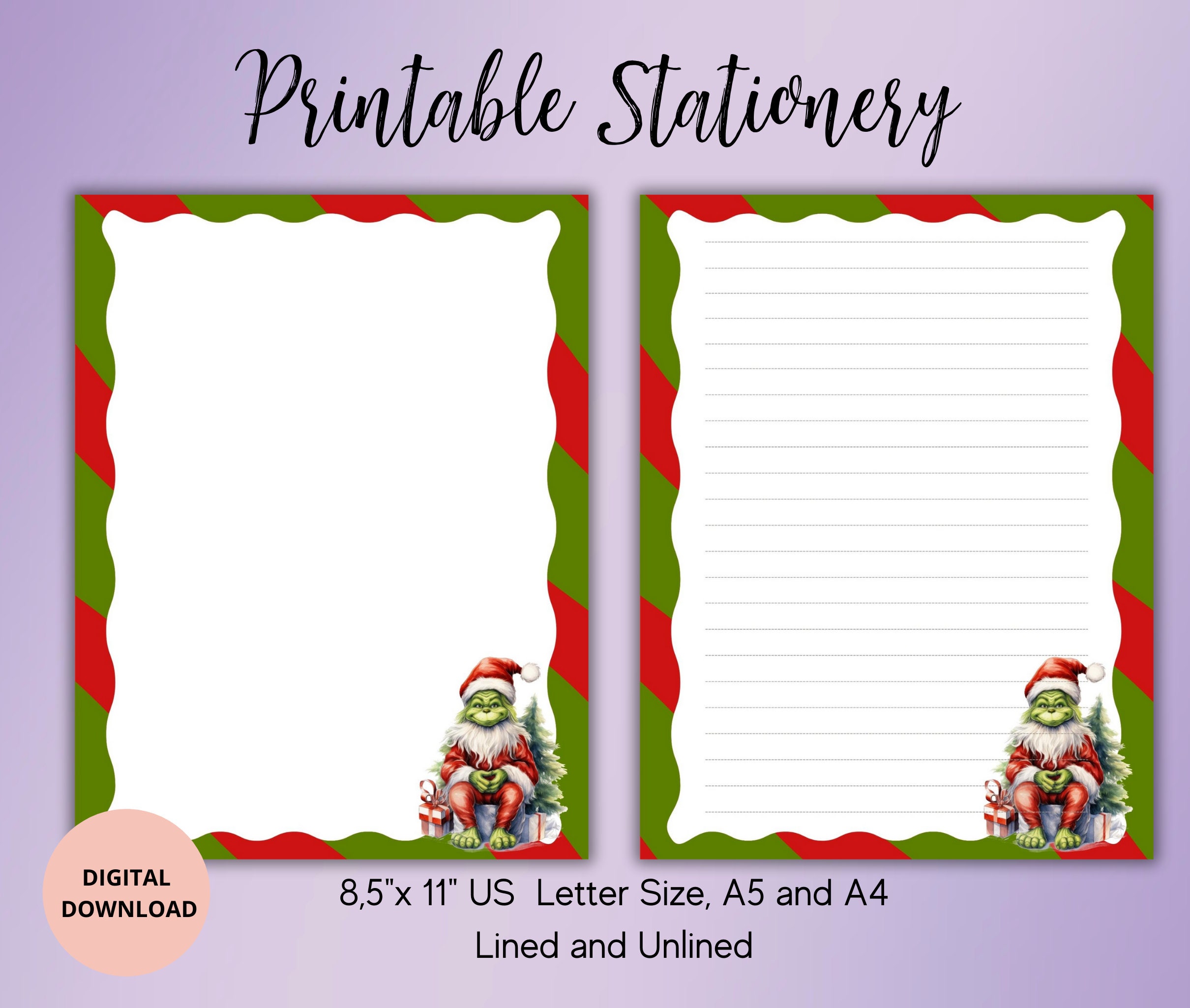 Christmas Stationary Download,cute Christmas Letter,pen Pal Supplies ...