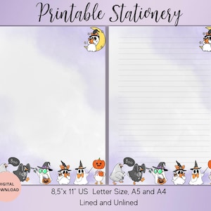 Halloween Printable Stationary Set-halloween Writing Paper Lined ...