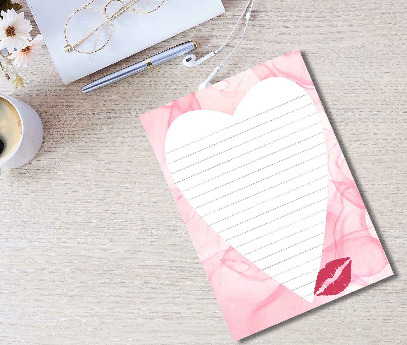 Hearts Printable Stationery-valentine's Day Printable Writing Paper ...
