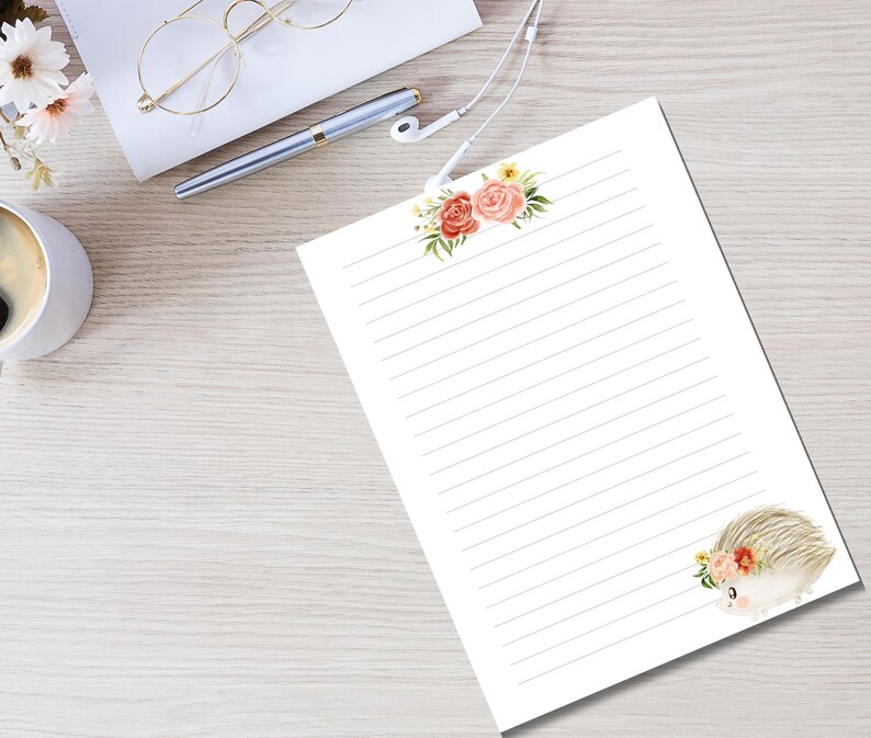 Hedgehog PRINTABLE Stationery, Printable Stationary, Printable Writing ...