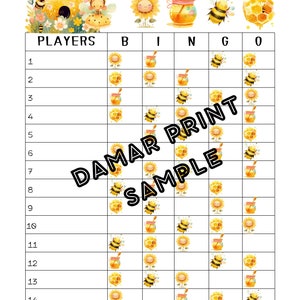 Bee Honey Bingo Boards Printable-bingo Boards 1-15 Lines -summer Bingo ...