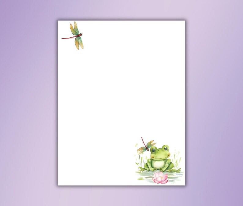 Frog Printable Stationery-frog Stationary Set-cute Animal Digital Writing Paper Ser A4/A5/US ...