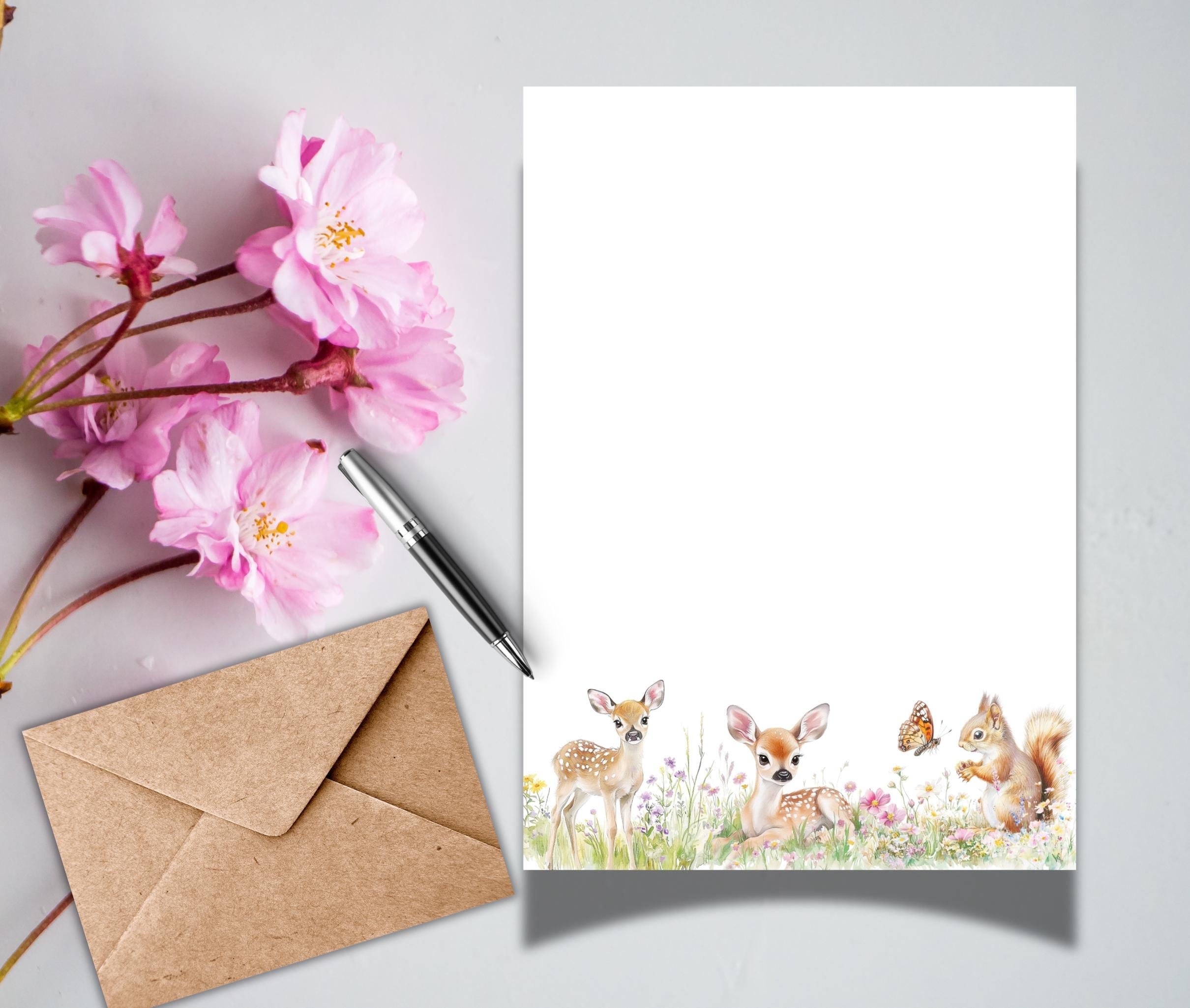 Woodland Animals Printable Stationery-forest Animal Writing Paper Lined ...