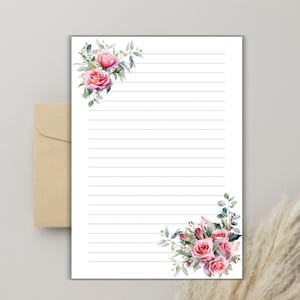 Rose Writing Paper,flower Stationary,floral Writing Paper Set A4,A5,US ...