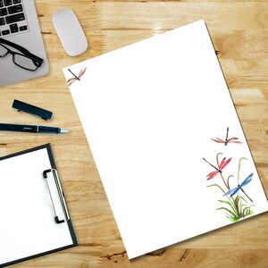 Dragonfly Printable Stationery Cute Notepaper-floral Printable ...