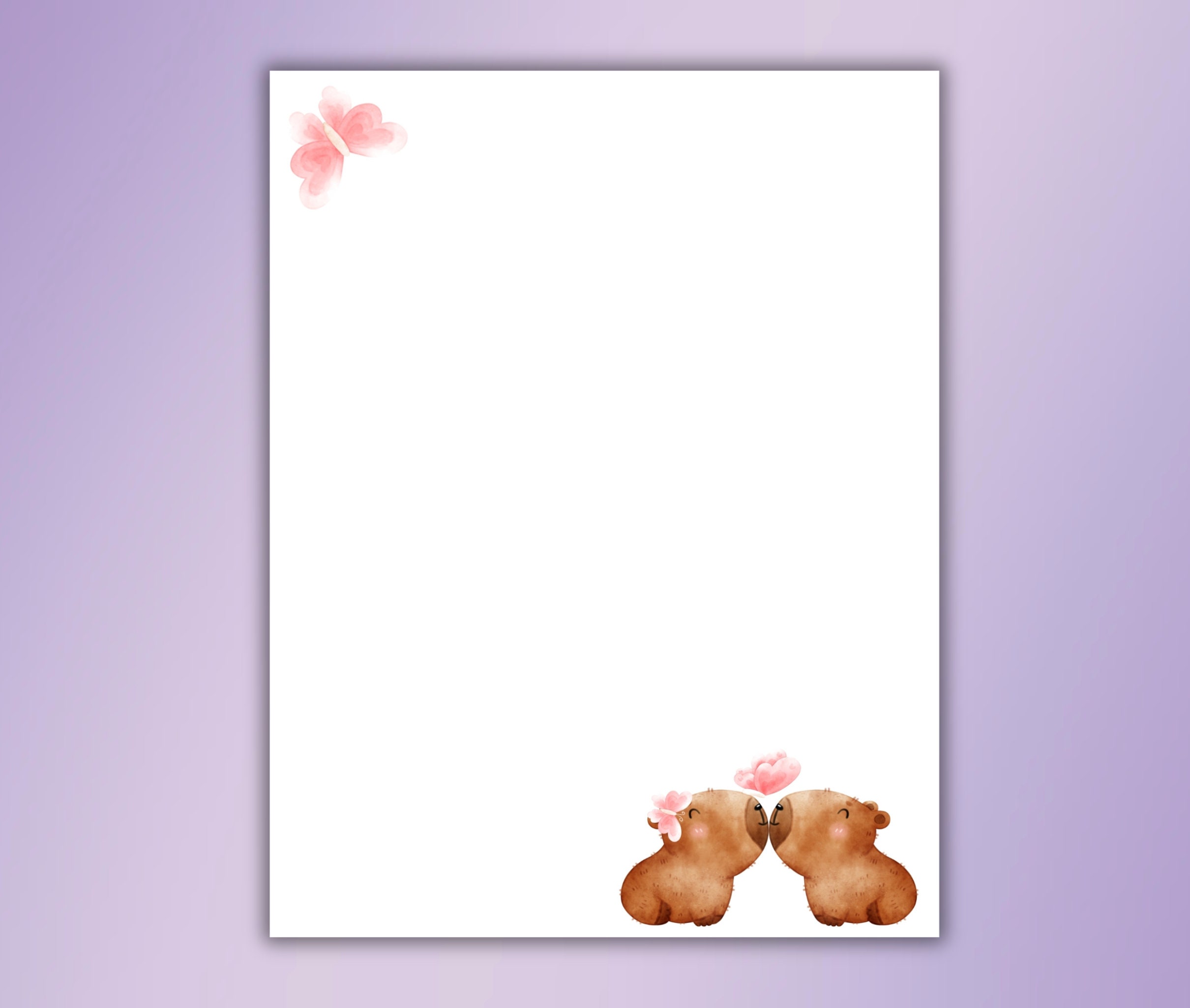Capybara Printable Writing Paper Set A4/A5/US Letter Lined Unlined ...