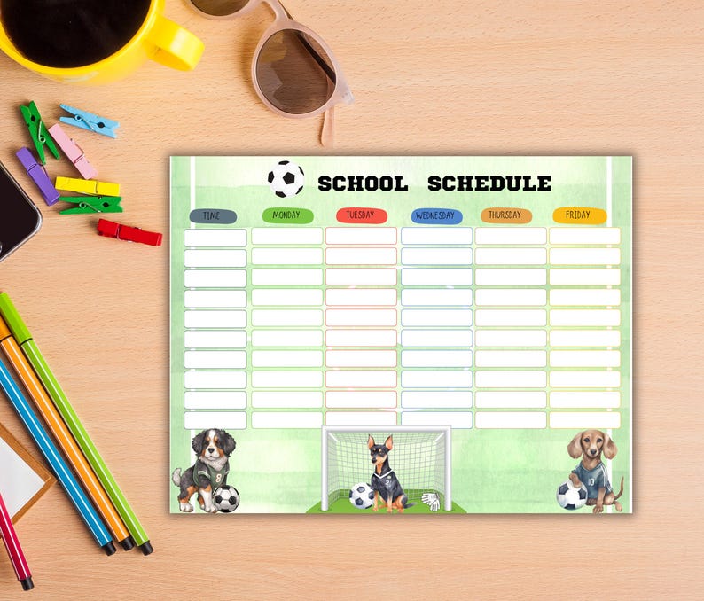 Editable School Schedule for Kids-school Supplies Theme-printable Kids ...