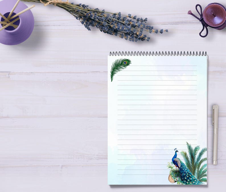 Peacock Stationery Set-bird Writing Paper Unlined Lined A4/A5/US Letter ...