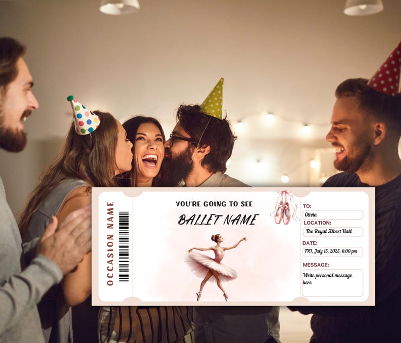 Personalized Ballet Surprise Ticket-ballet Ticket Editable Template ...