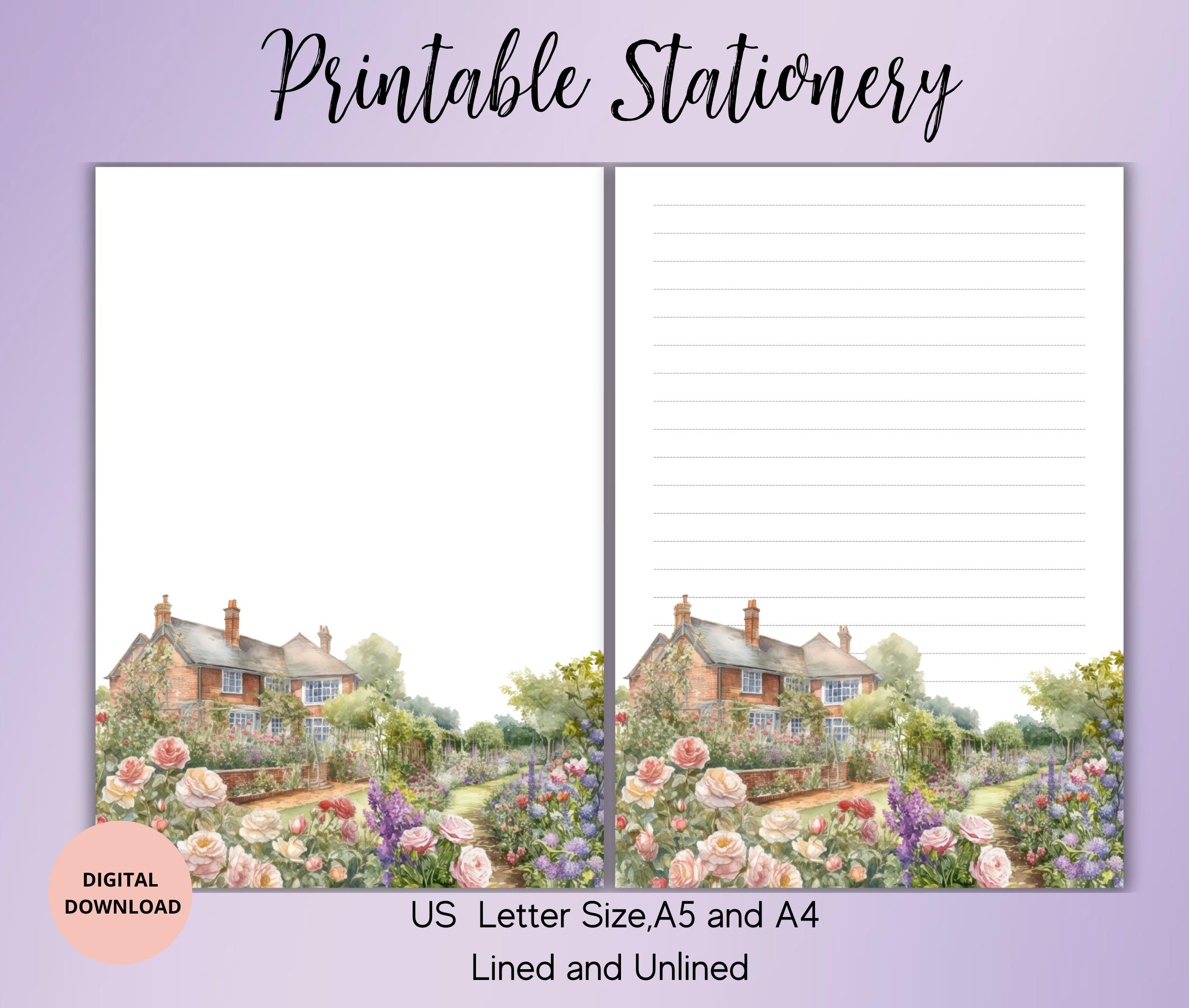 Country Cottage Printable Stationery-village Writing Paper Unlined ...