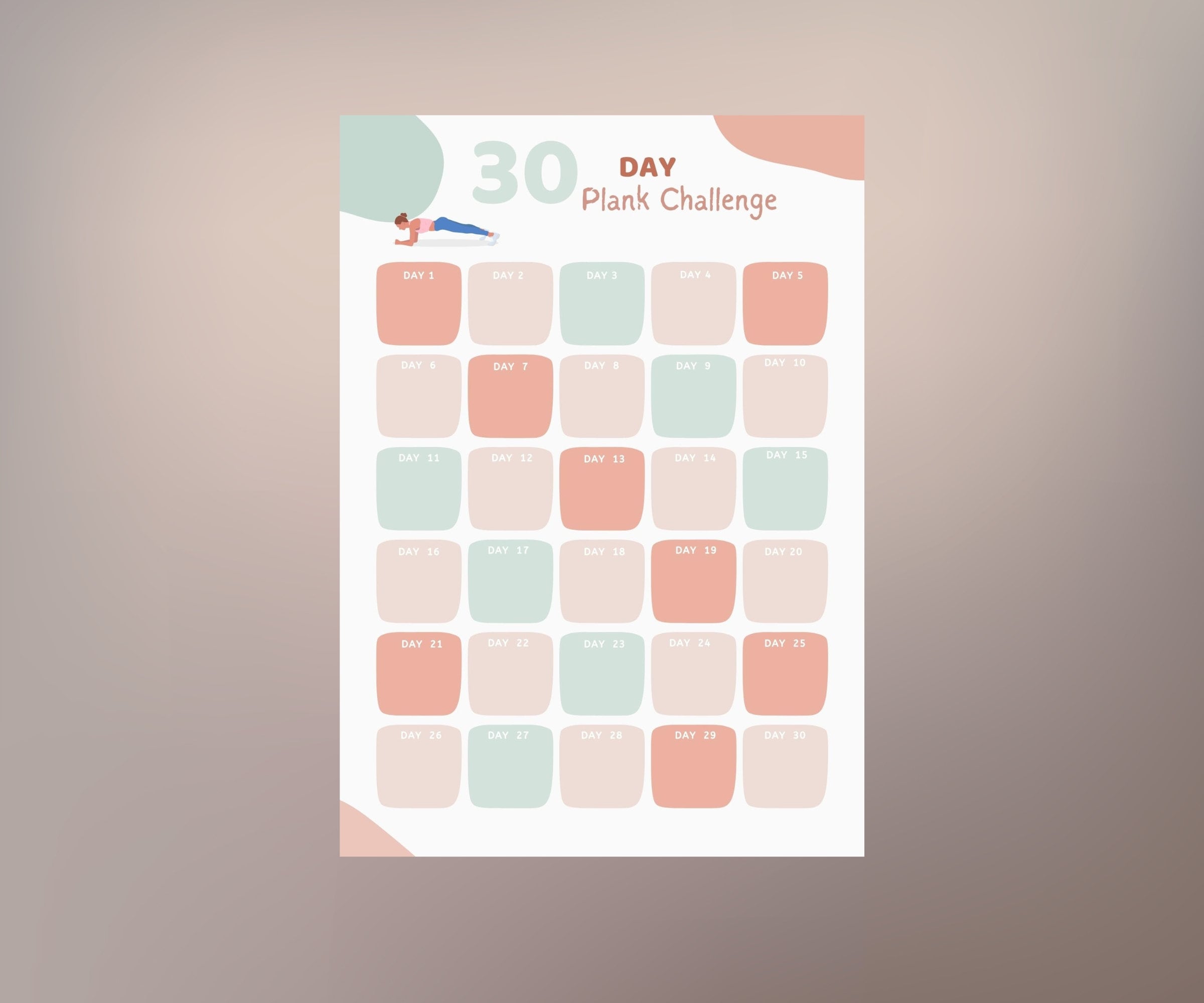 Fitness Planner,30 Day Plank Challenge, Printable Plank Challenge, Core ...