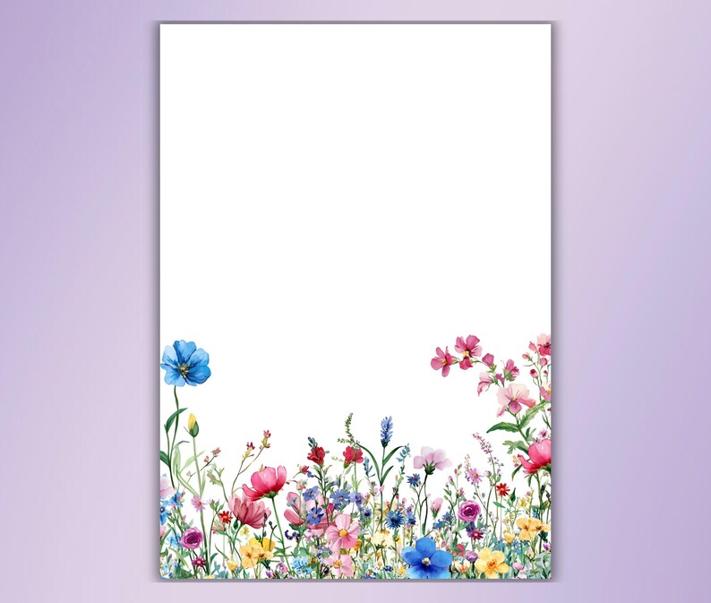Wildflower Printable Stationery-flower Writing Paper Unlined Lined A5 ...