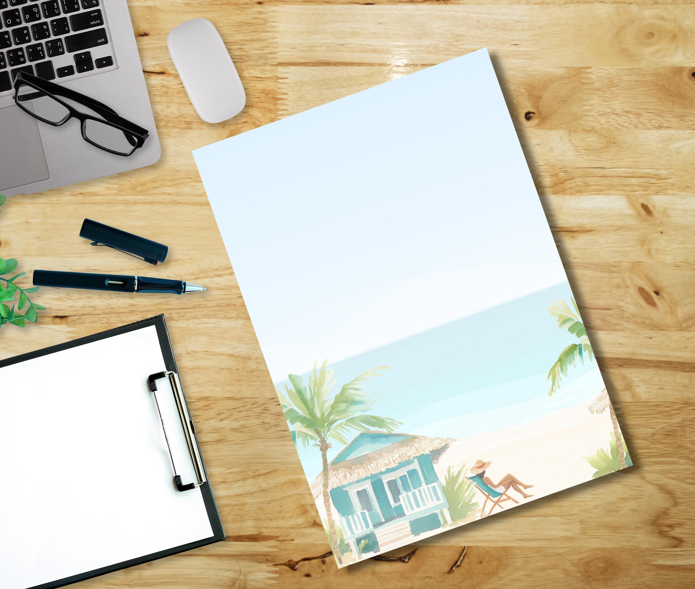 House on the Beach Stationery Set-ocean Writing Paper Unlined Lined A4 ...