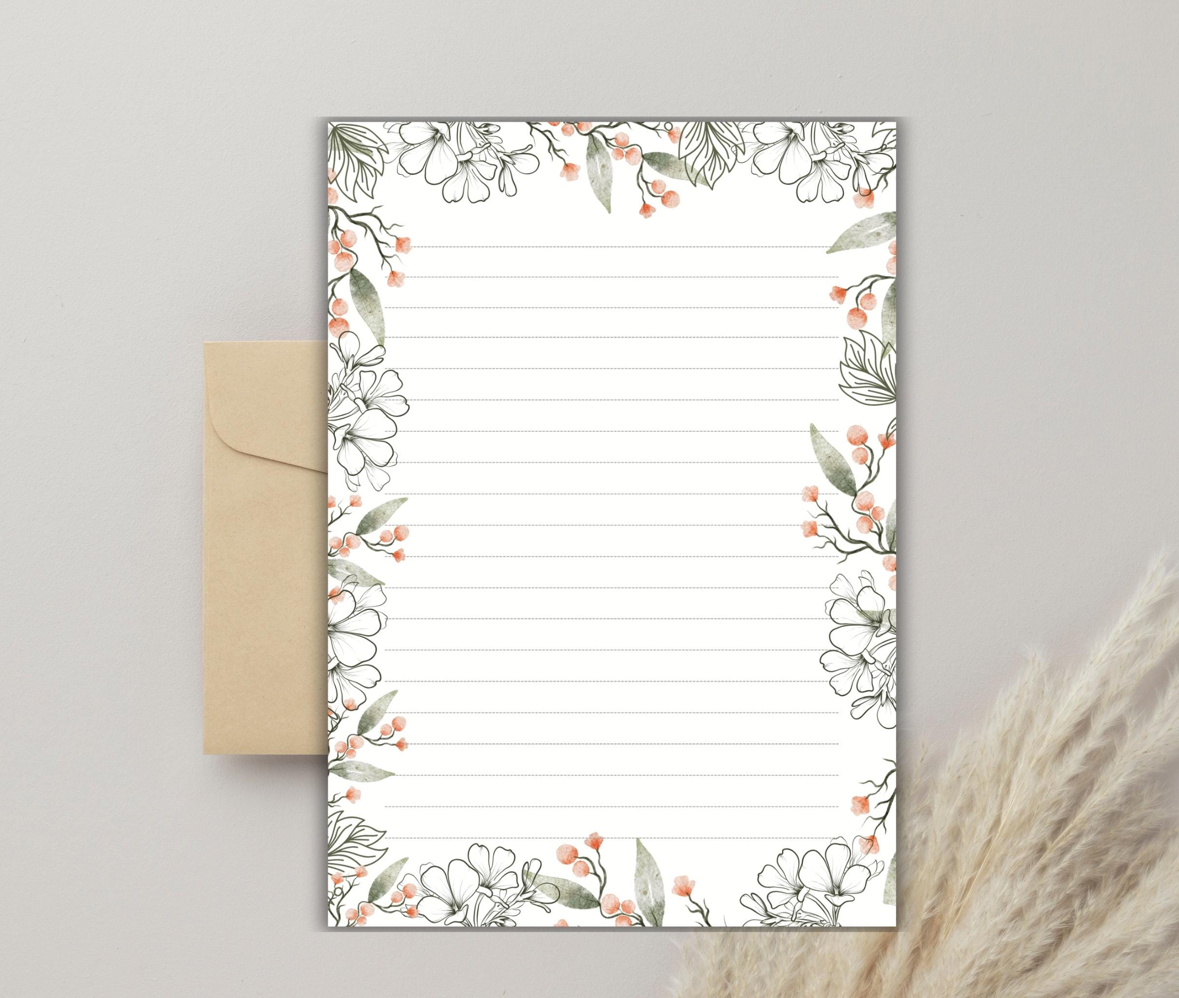 Flower Printable Stationery-flower Writing Paper Lined Unlined A4/A5/US ...