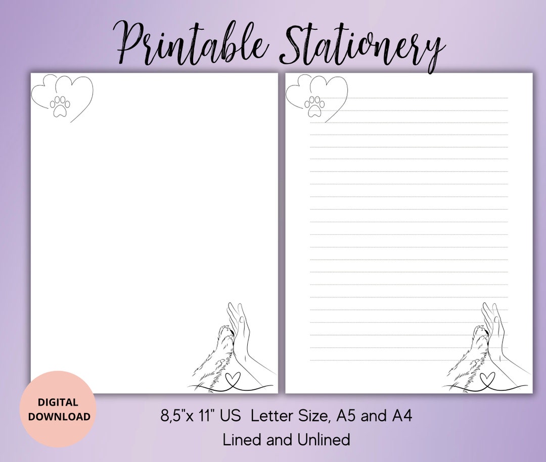 Dog Lover Printable Stationery-dog Printable Stationery Set-writing ...
