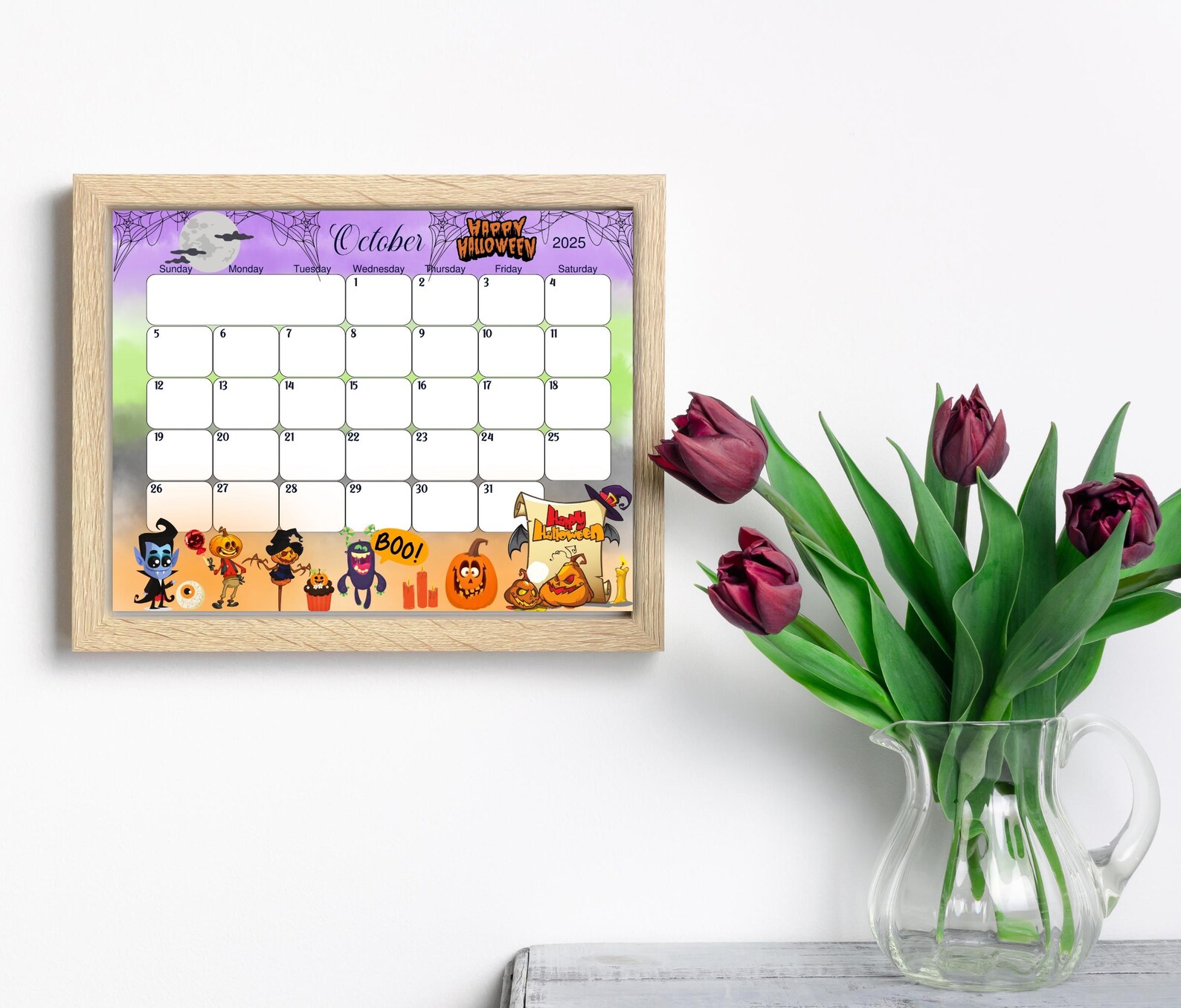 EDITABLE October 2025 Calendar-cute Spooky Halloween 2025 Planner ...