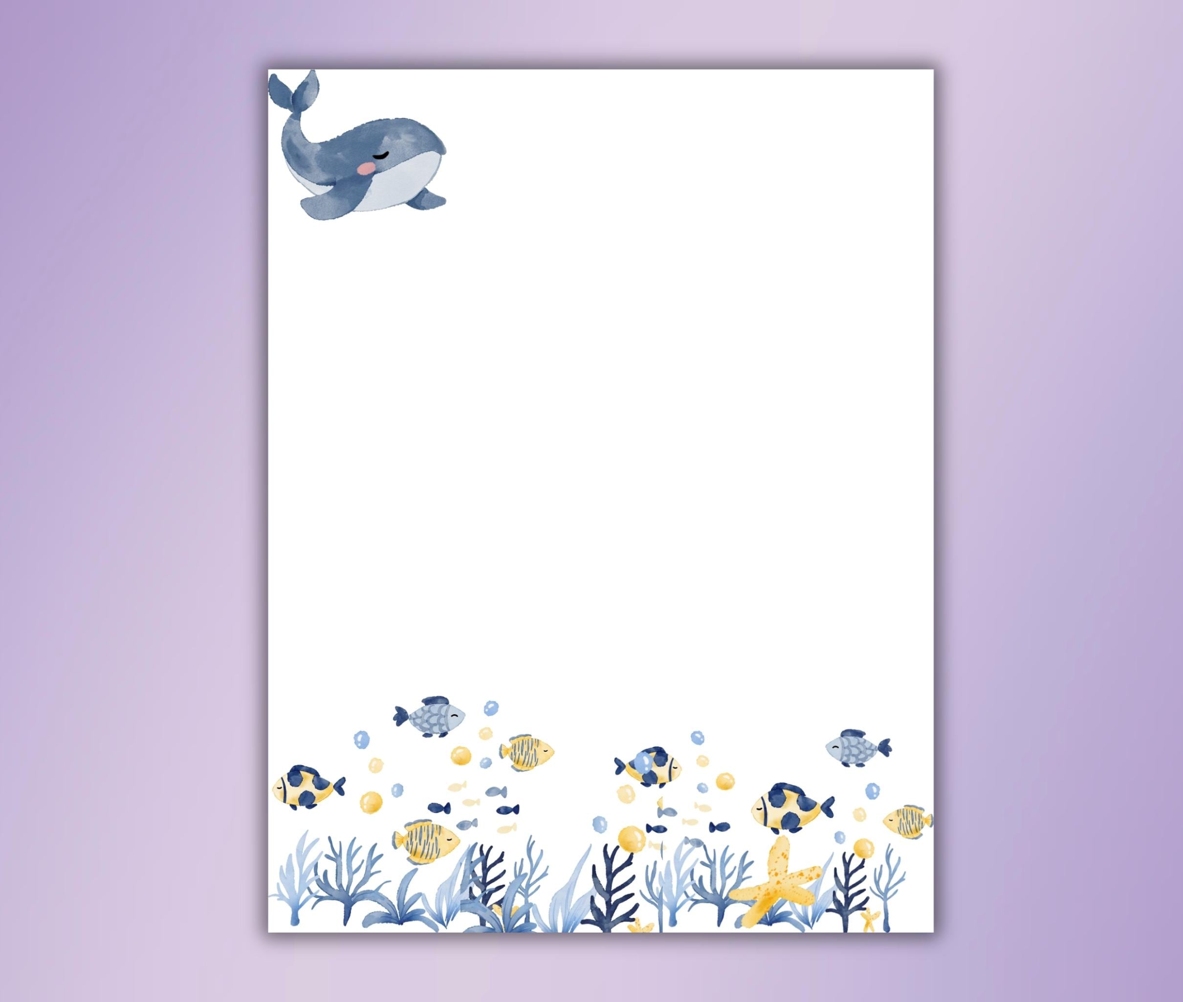 Sea Writing Set ,marine Printable Stationery,watercolor Writing Paper ...