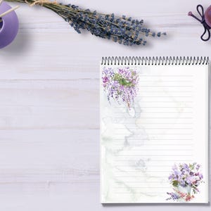 Purple Flower Printable Stationery-floral Writing Paper-letter Paper A4 ...