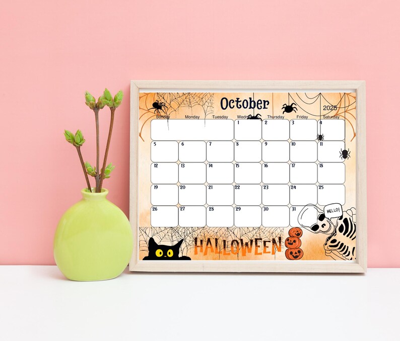 Editable Printable October 2025 Calendar-cute Spooky Halloween 2025 ...