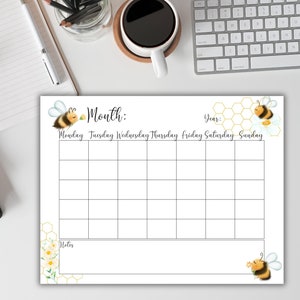 Monthly Planner-editable Printable Monthly Calendar-landscape Monthly ...