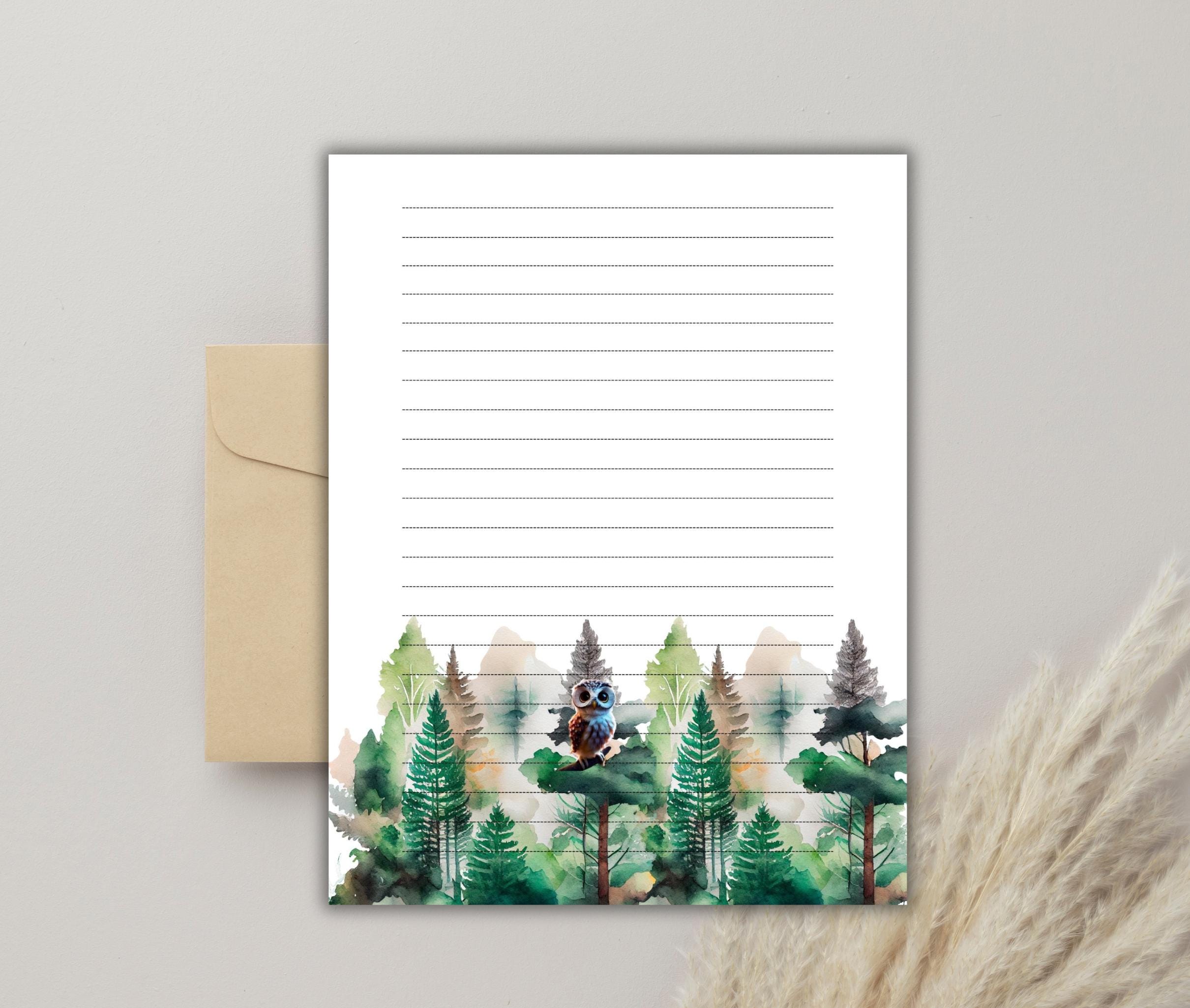 Forest Printable Stationary-trees Writing Paper,watercolor Digital ...